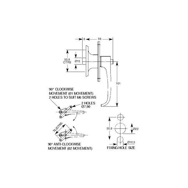 8mm Internal Garage Door L Handle 1632
