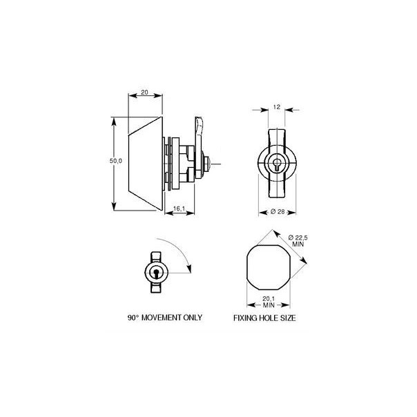 L&F 0025 Wing Handle Cam Lock 16mm