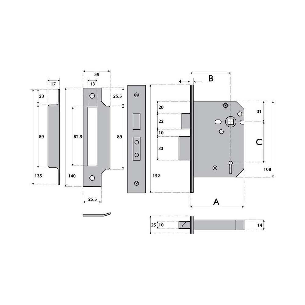 Imperial G5000 5 Lever Mortice Sashlock to suit Amdega Conservatory door