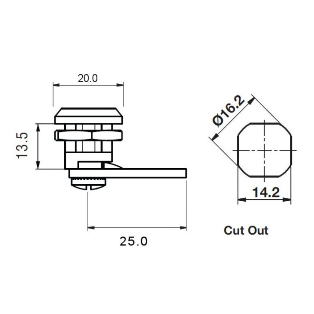 066 Miniature Quarter Turn Spanner Lock 13.5mm