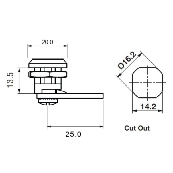 066 Miniature Quarter Turn Spanner Lock 13.5mm